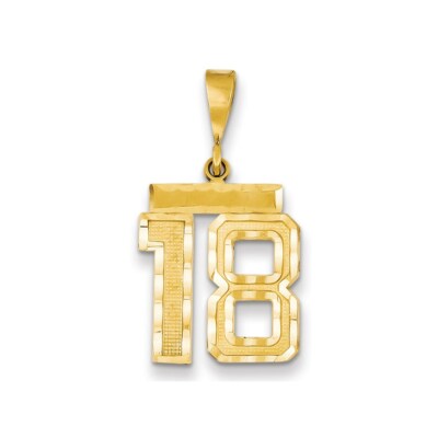14k 14kt Yellow Gold Medium Diamond-cut Number 18 Charm PENDANT | eBay