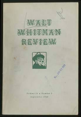 Walt Whitman Review Volume 14 Number 3 September 1968 / 1st Edition | eBay