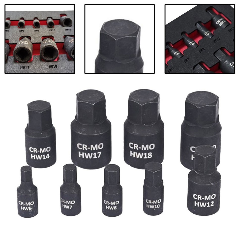 Hex Bit Socket Socket 1/4 Hand 38mm Tools Black Chrome Vanadium Steel ...
