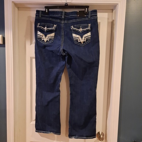 Live Hard Jeans Womens 22 Bootcut Thick Stitch Western Cowgirl Bling ...