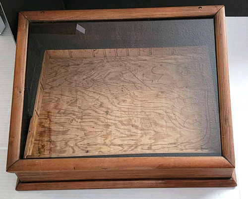 21" Antique Slanted Glass Front Countertop Wood Display Case W/ Slide ...