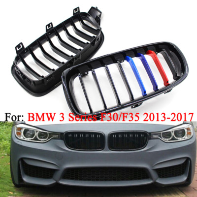 2x Gloss Black M Color Kidney Grilles Grill For BMW F30/31/35 3 Series ...