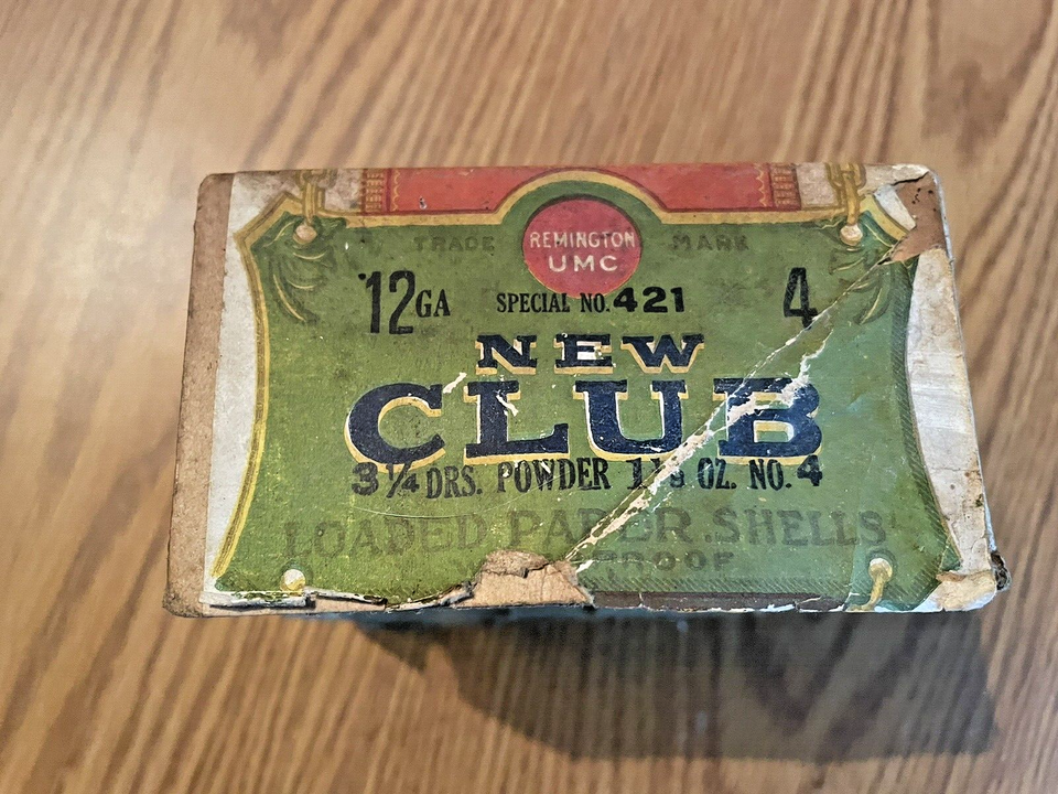 A Remington UMC New Club 12 GA. Paper Shells 2 Piece Empty Ammo Box ...