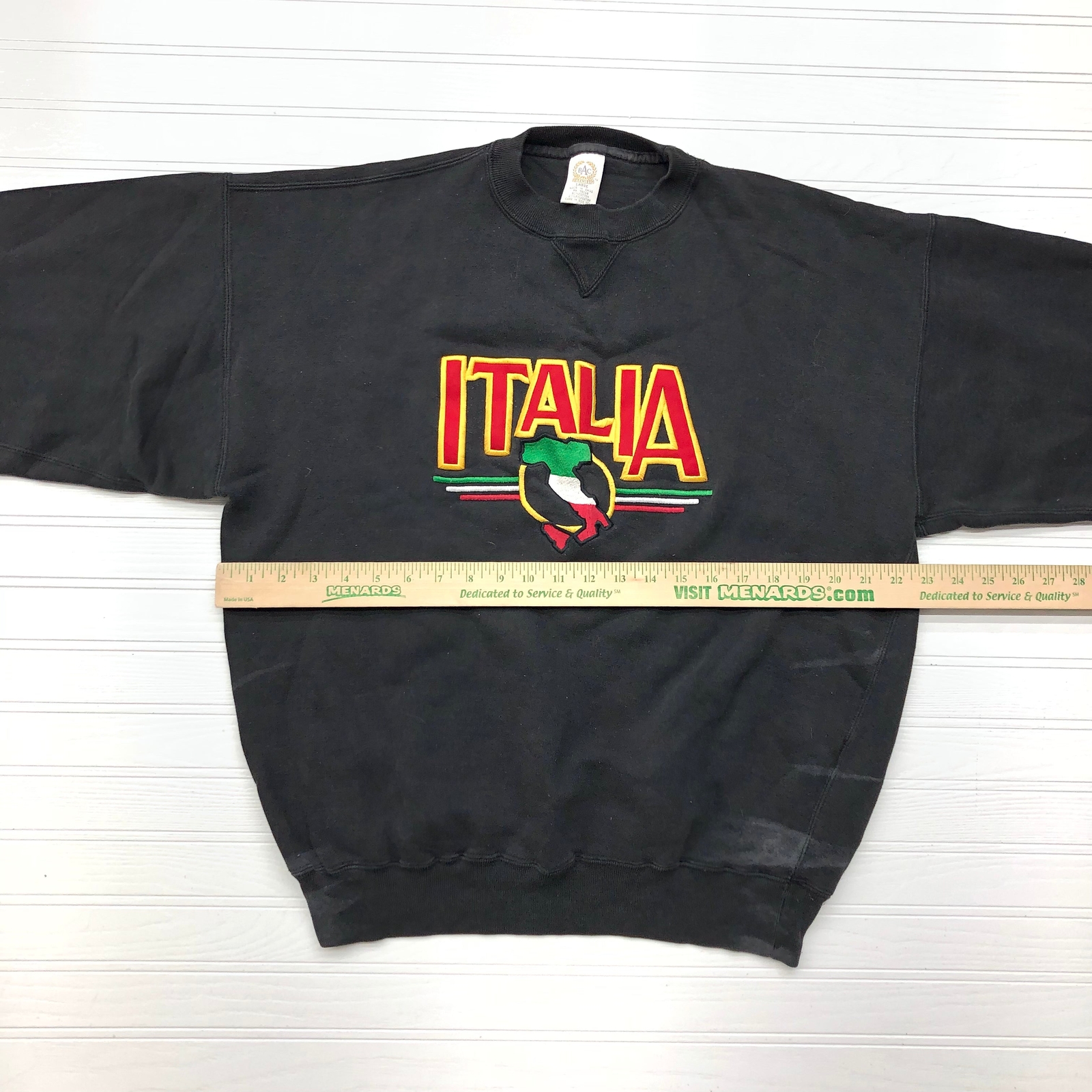 Vintage Bac Premier Black Embroidered Italia Crew Nec… - Gem