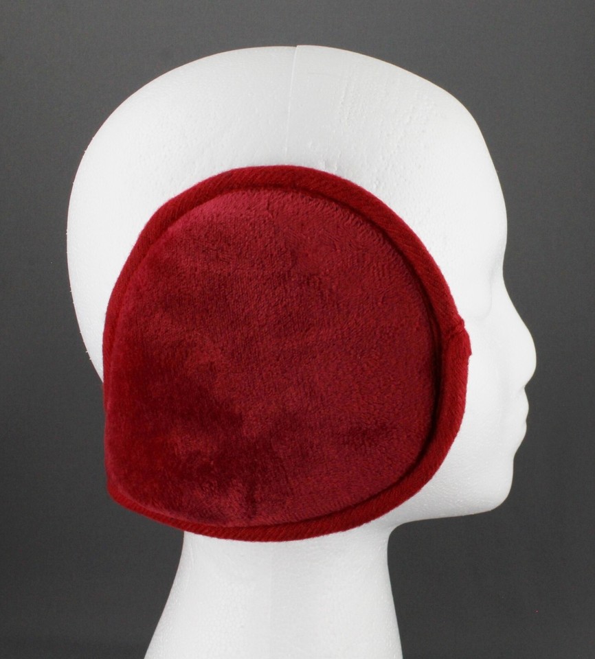 dark Red fleece ear muffs warmers behind head under hair fold up ear ...