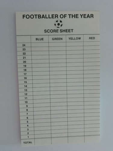 Gary Lineker's Footballer Of The Year...Score Sheets...pad of 45...free ...