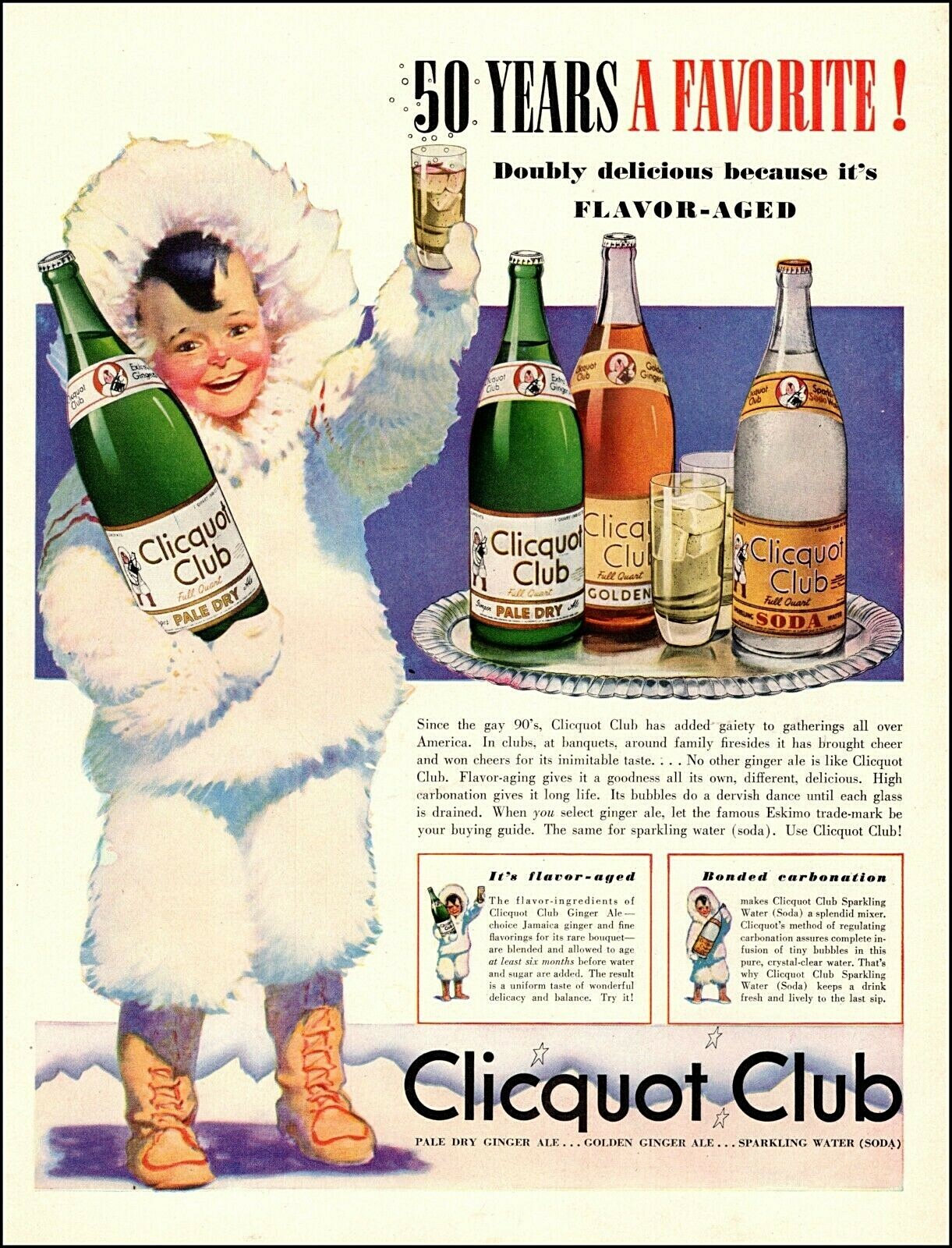 1940 vintage AD CLICQUOT CLUB Ginger Ale & Sparkling Water Little ...