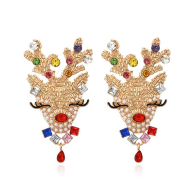 Boucles d'oreilles originales rennes de Noël Christmas reindeer strass ...