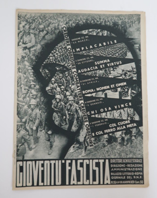1930's Cioventu' Fascista Achille Starace Vintage Newspaper Italian ...