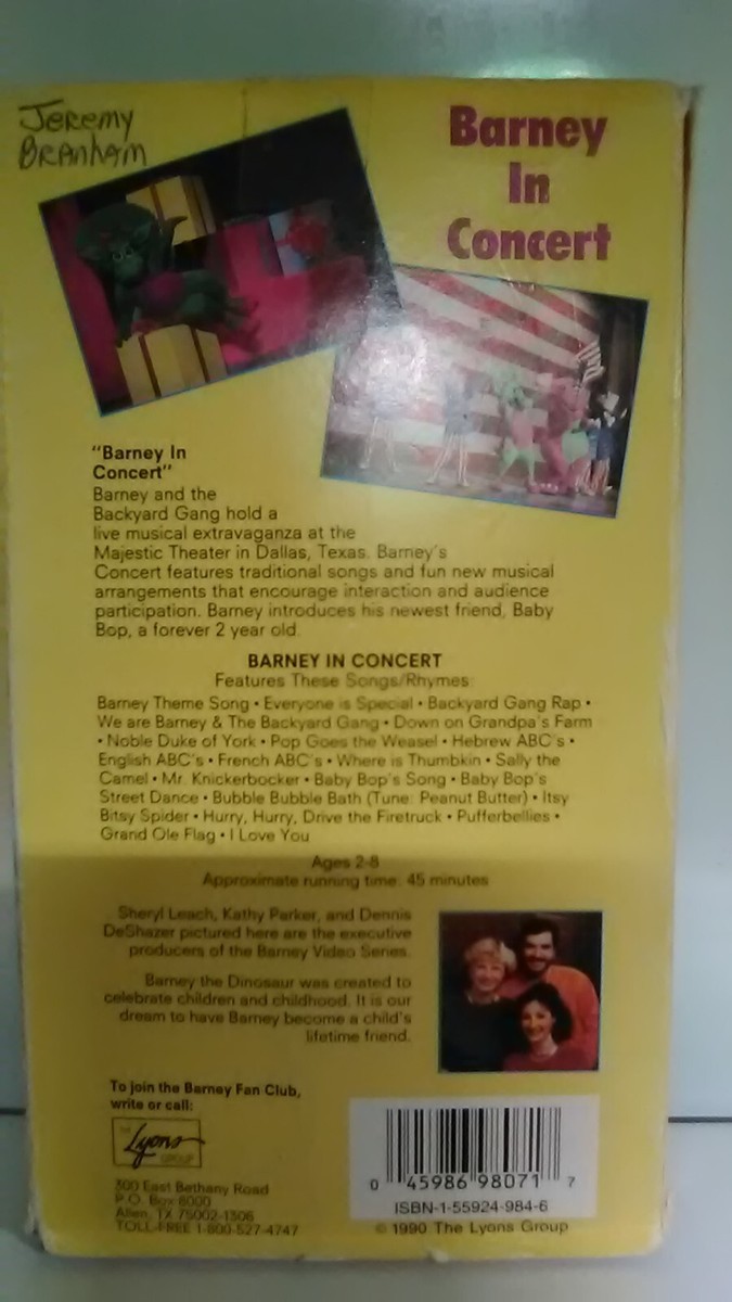 Barney And The Backyard Gang Barney In Concert Barney In Concert