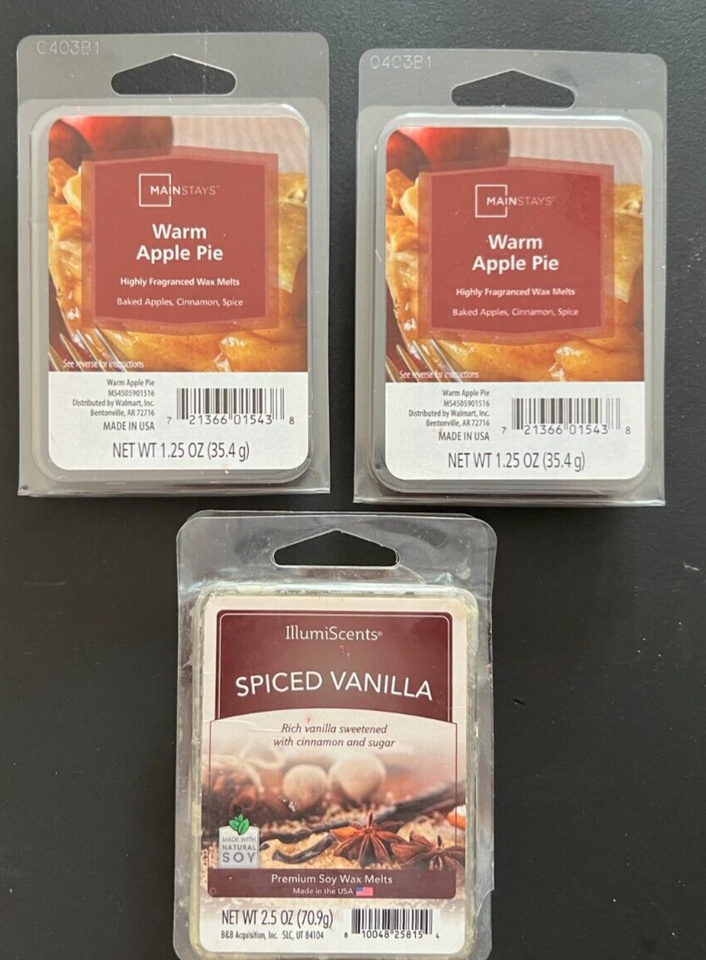 Mainstays & illumiscents Wax melts Warm Apple Pie & Spiced Vanilla ...