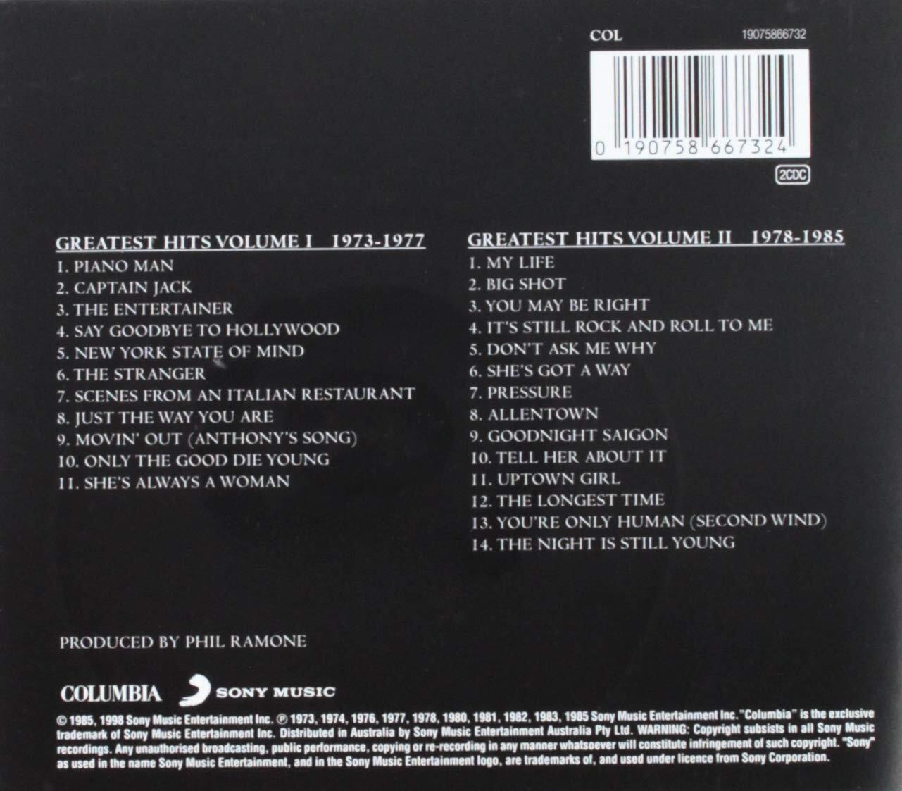 Billy Joel Greatest Hits Volume I & Volume Ii (Gold Series) (CD) (US ...