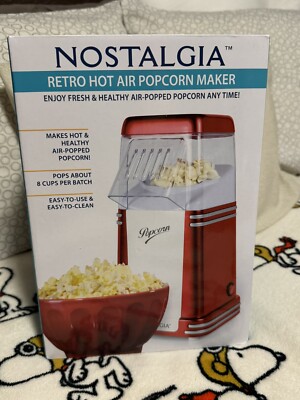 Nostalgia 8 Cup Retro Hot-Air Tabletop Popcorn Maker Red Nostalgia ...