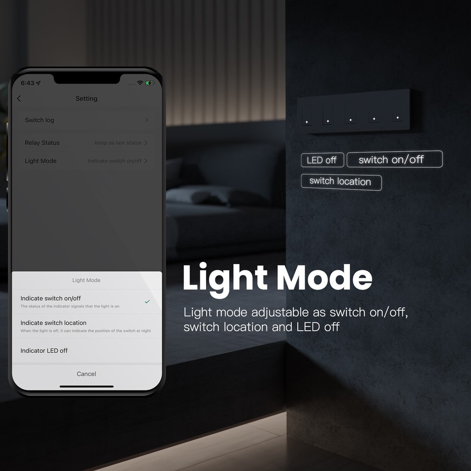 MOES 1/2/3/4 Gang WiFi Smart Light Switch Wall 3 Way Timer Alexa Google ...