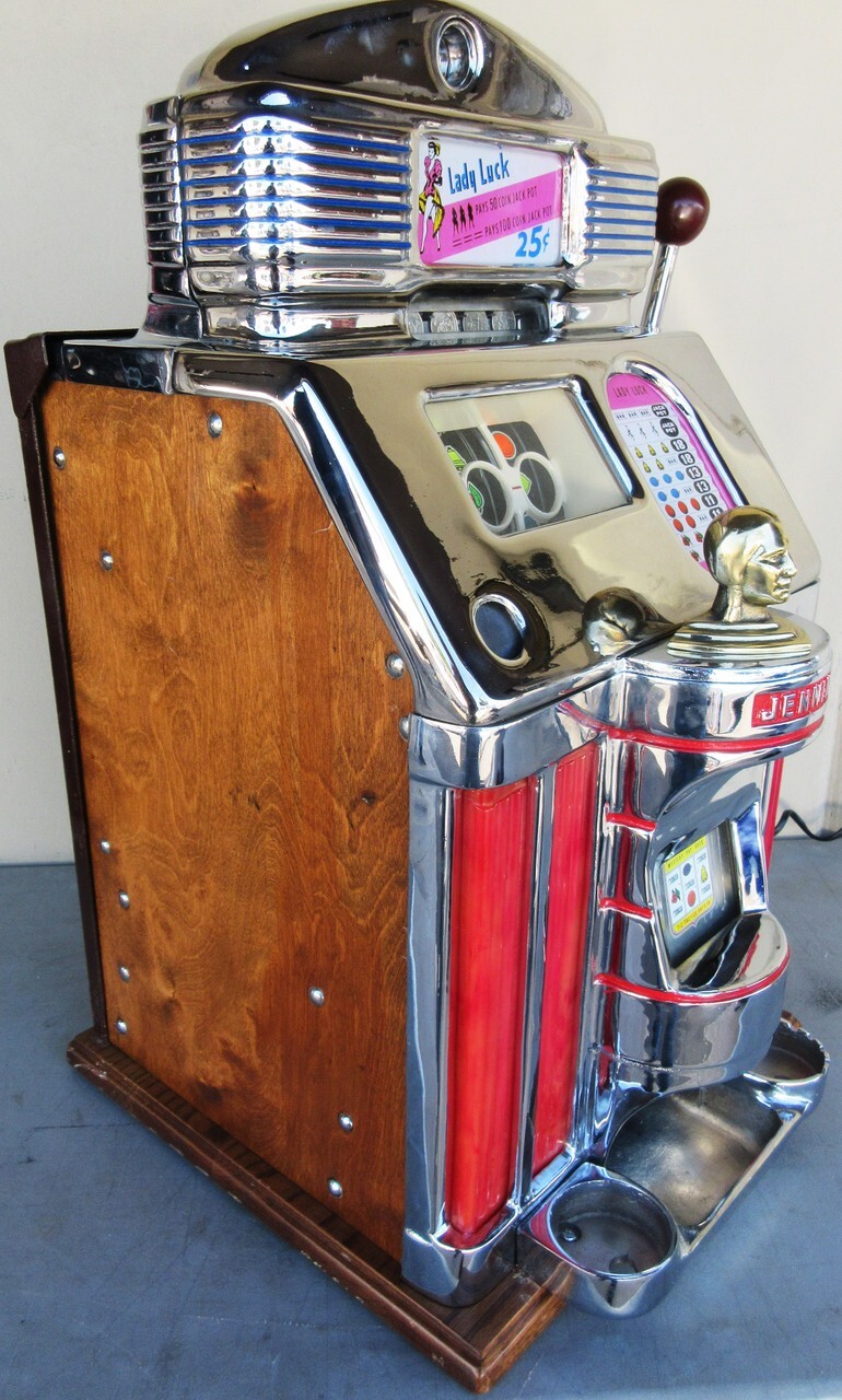 Jennings 25c Red Light Up Lady Luck Slot Machine Circa 1940's | eBay