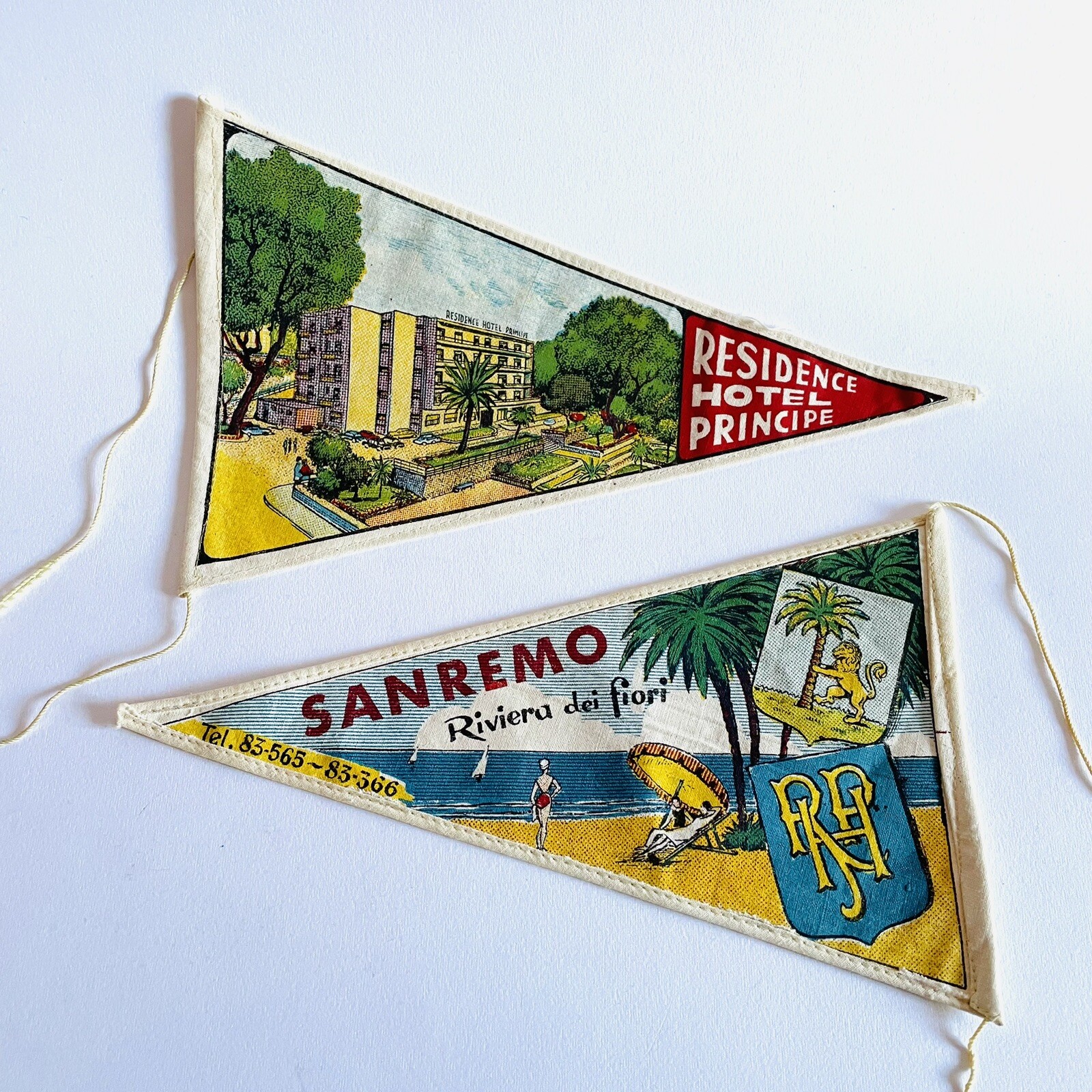 🔵 rara bandierina in stoffa Sanremo orig anni 60 per moto Vespa ...