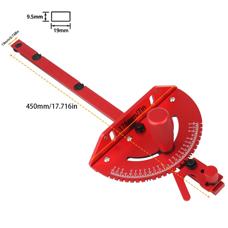 Red Miter Gauge Aluminum Alloy Handle Benches Table Saw Router Miter ...