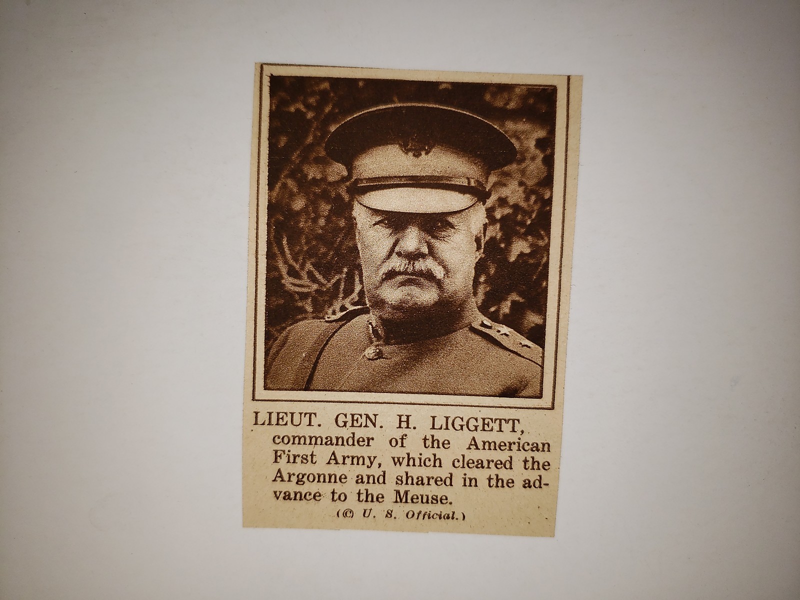 General Hunter Liggett Lieutenant 1918 MW Pictorial Profile Panel | eBay