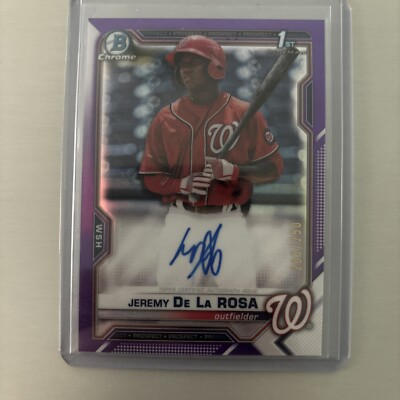 Bowman Chrome 2021 Jeremy De La Rosa 1st Purple Auto 205/250, NATIONALS ...