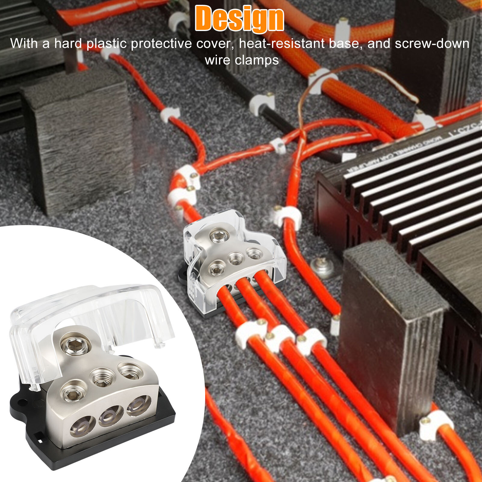 3Way Distribution Block Car Audio Power Wire Splitter 1*0 Gauge in 3*4 ...