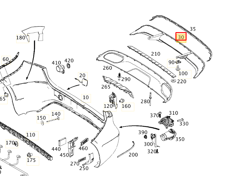 MERCEDES B Class W246 SE Genuine Rear Bumper Lower Trim Valance ...