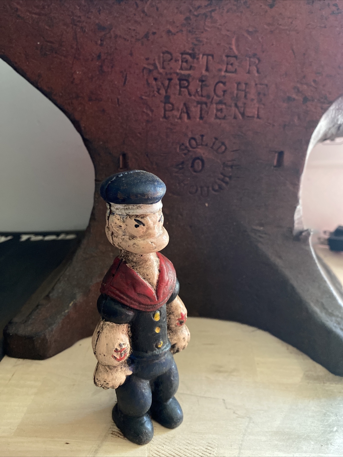 Popeye Cast Iron Piggy Bank Collector Decor Olive Oil Sailor Navy Man ...