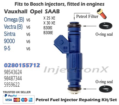 Fuel Injector Service Kit O-Ring 0280155712 Vauxhall Opel Saab 2.5 3.0 ...