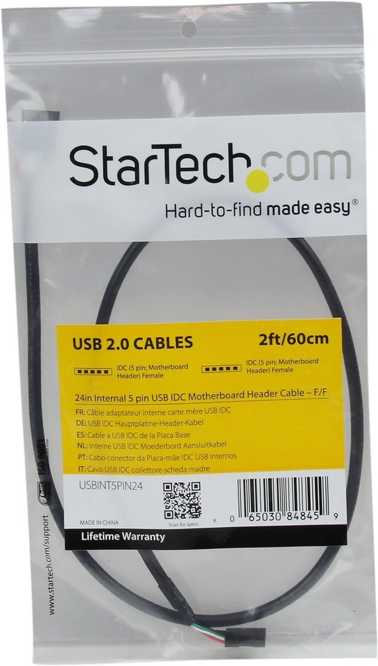 StarTech.com USBINT5PIN24 24 Inch Internal 5 Pin USB IDC Motherboard ...