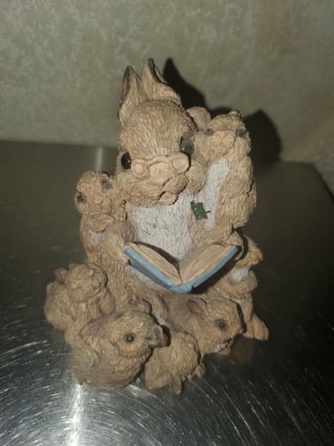 1992 STONE CRITTERS Storyteller Bunny Rabbit & Babies Figurine Easter ...