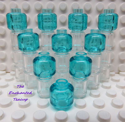 Lego Minifig Heads Trans Light Blue Plain Lot of 10 - New | eBay