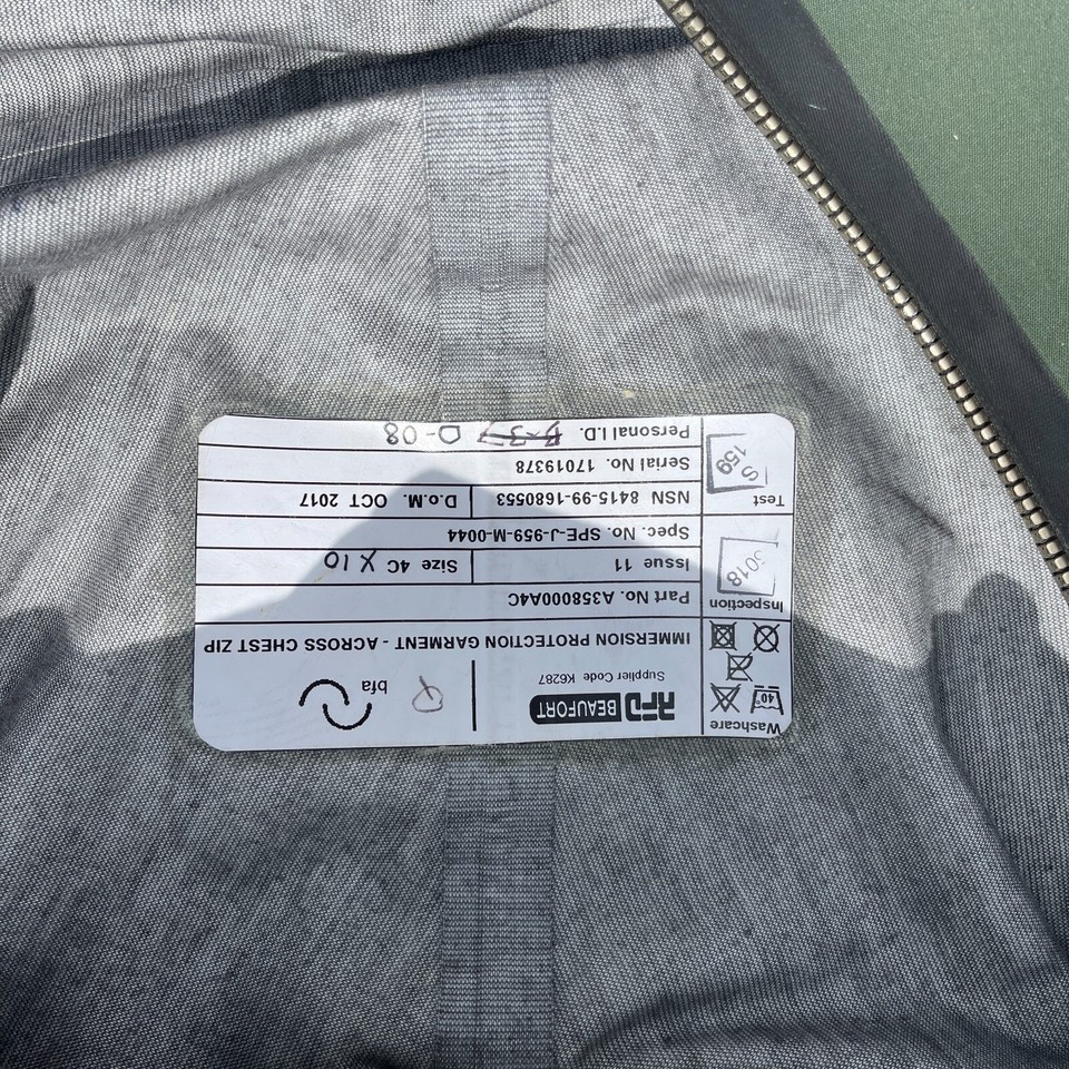 British Army Surplus RAF RFD Beaufort Immersion Protection Garment Dry ...