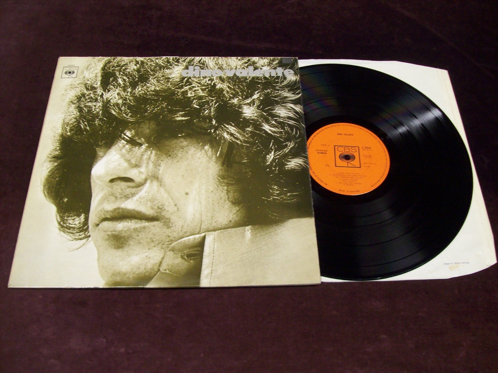 DINO VALENTE "S/T" LP 1ST UK PRESS 180g VINYL LAMINATED SLEEVE CBS 1968 ...