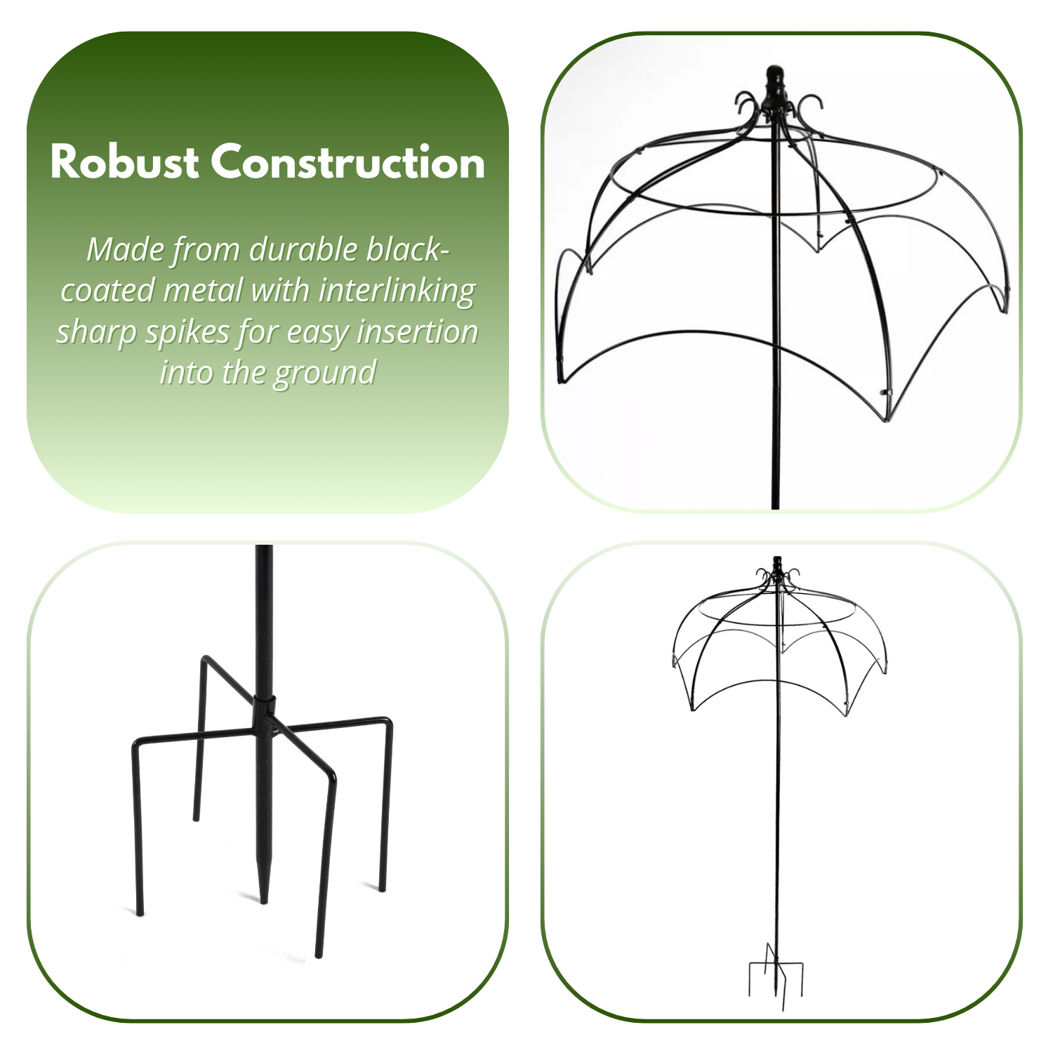 Metal Umbrella Plant Support Outdoor Rose Arch Climber Trellis Flower ...