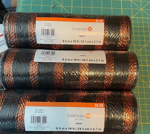Set Of 3 Fall/Halloween Mesh Ribbon 19ft x 9.5" sealed NEW $30.00 Value ...