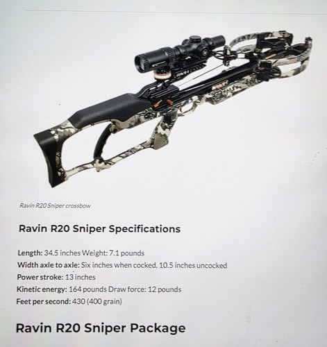 RAVIN R20 SNIPER CROSSBOW !! PLUS 30 RAVIN ARROWS & MORE !! NEW !! | eBay