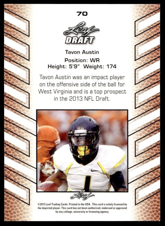 2013 Leaf Draft Tavon Austin Rookie West Virginia Mountaineers #70 | eBay