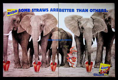 Nestle Quik Chocolate Milk Nesquik 2001 Elephant Print Magazine Ad ...