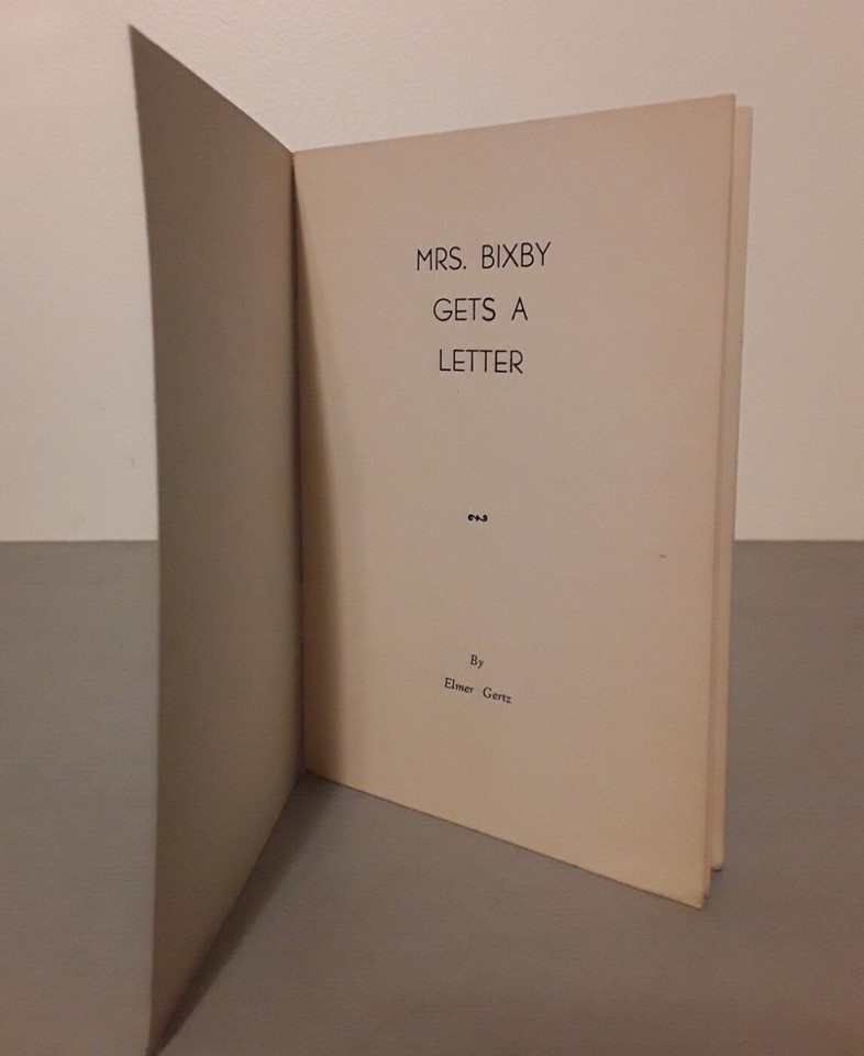 Mrs. Bixby Gets a Letter - Elmer Gertz - Signed - Lincoln | eBay