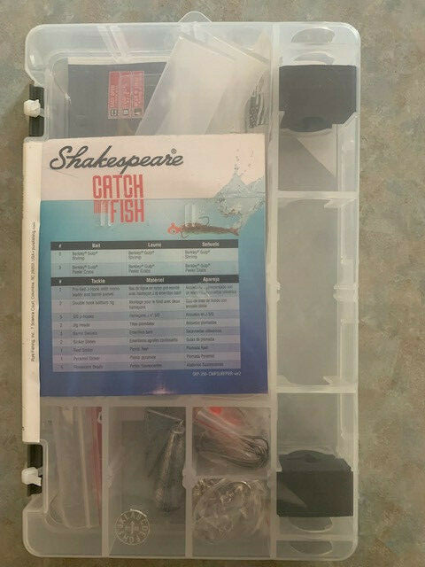 Shakespeare Catch More Fish Tackle Box Kit, Surf/Pier w/built In Rod ...