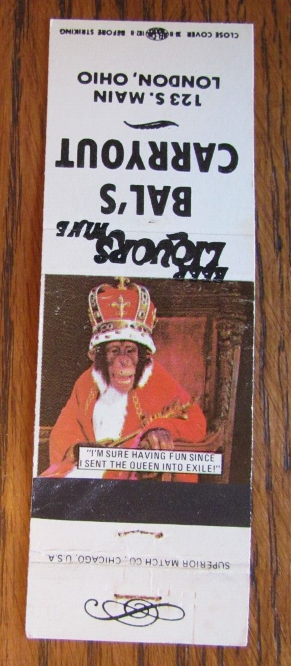 LONDON, OHIO MATCHBOOK COVER: BAL'S CARRYOUT LIQUOR STORE 1970s ...