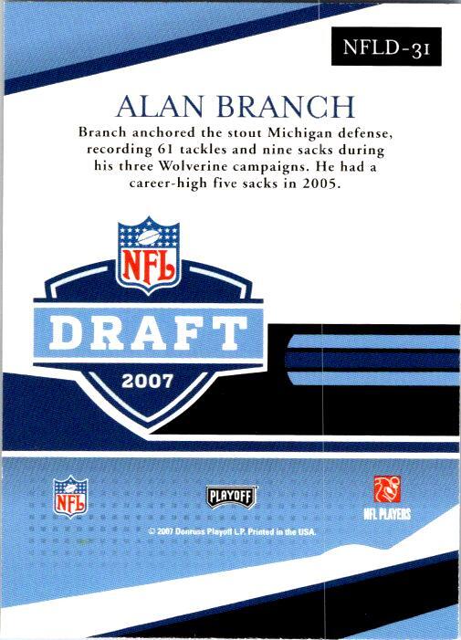 2007 Playoff Prestige Alan Branch #NFLD-31 Michigan Wolverines | eBay