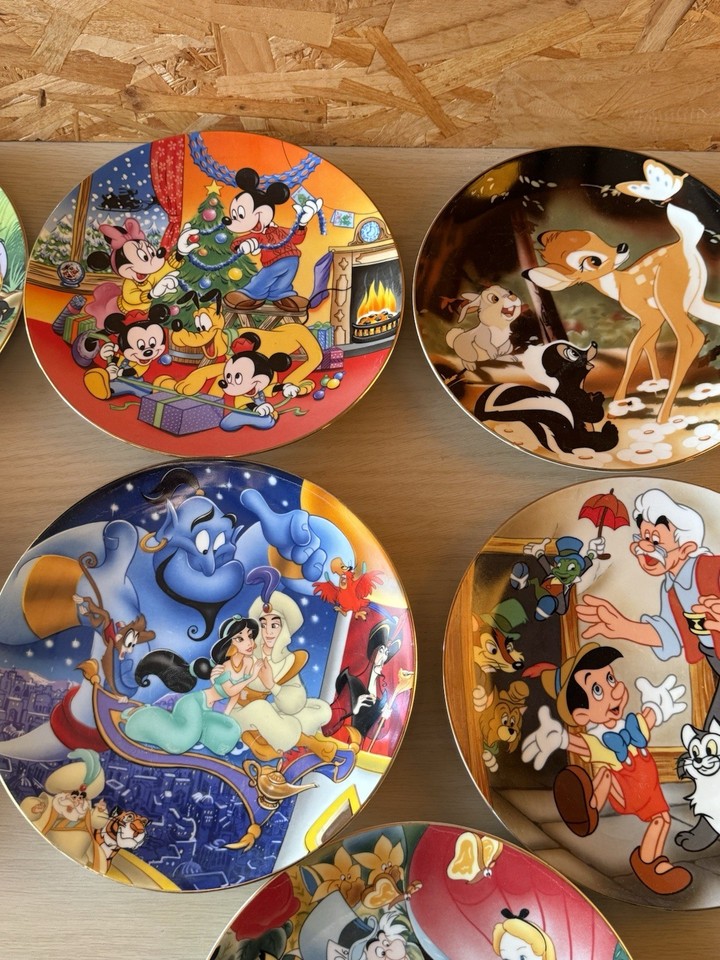 Disney Cartoon Classics Plates, Set Of 9 Jungle Book, Bambi, Mickey ...