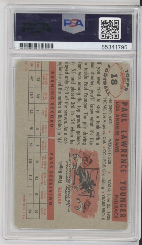 Paul Tank Younger Autographed 1956 Topps Card #18 Los Angeles Rams | eBay