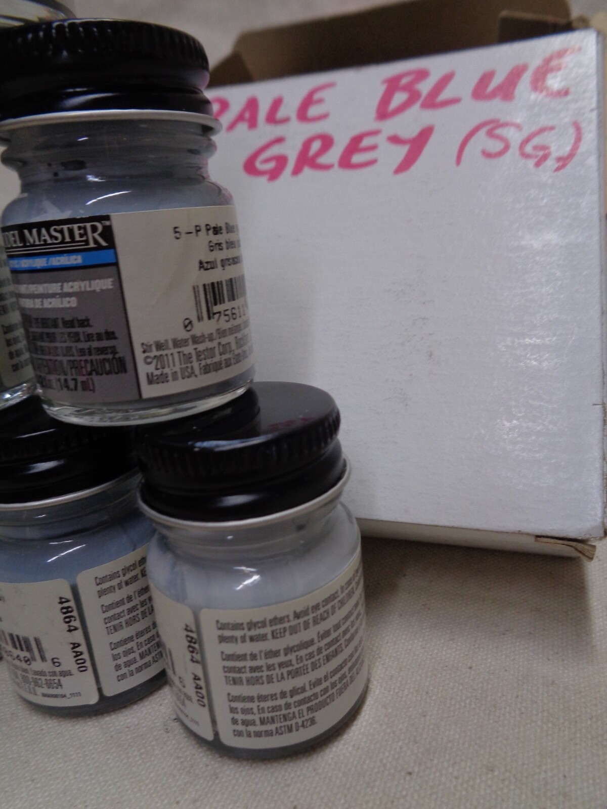 Model Master Acrylic Paints lot of 6 testors PALE BLUE GREY s.g ...