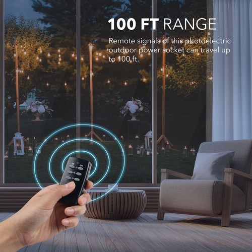 Outdoor Indoor Wireless Remote Control Dual 3-Prong Outlet Weatherproof ...