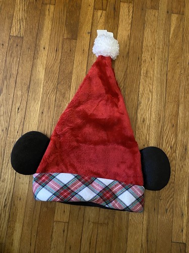 Disney Parks Christmas Plaid Red Mickey Mouse Ears Santa Hat Adult ...