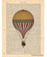 Yellow Hot Air Balloon Art Print on Vintage Book Page Home Office Decor ...