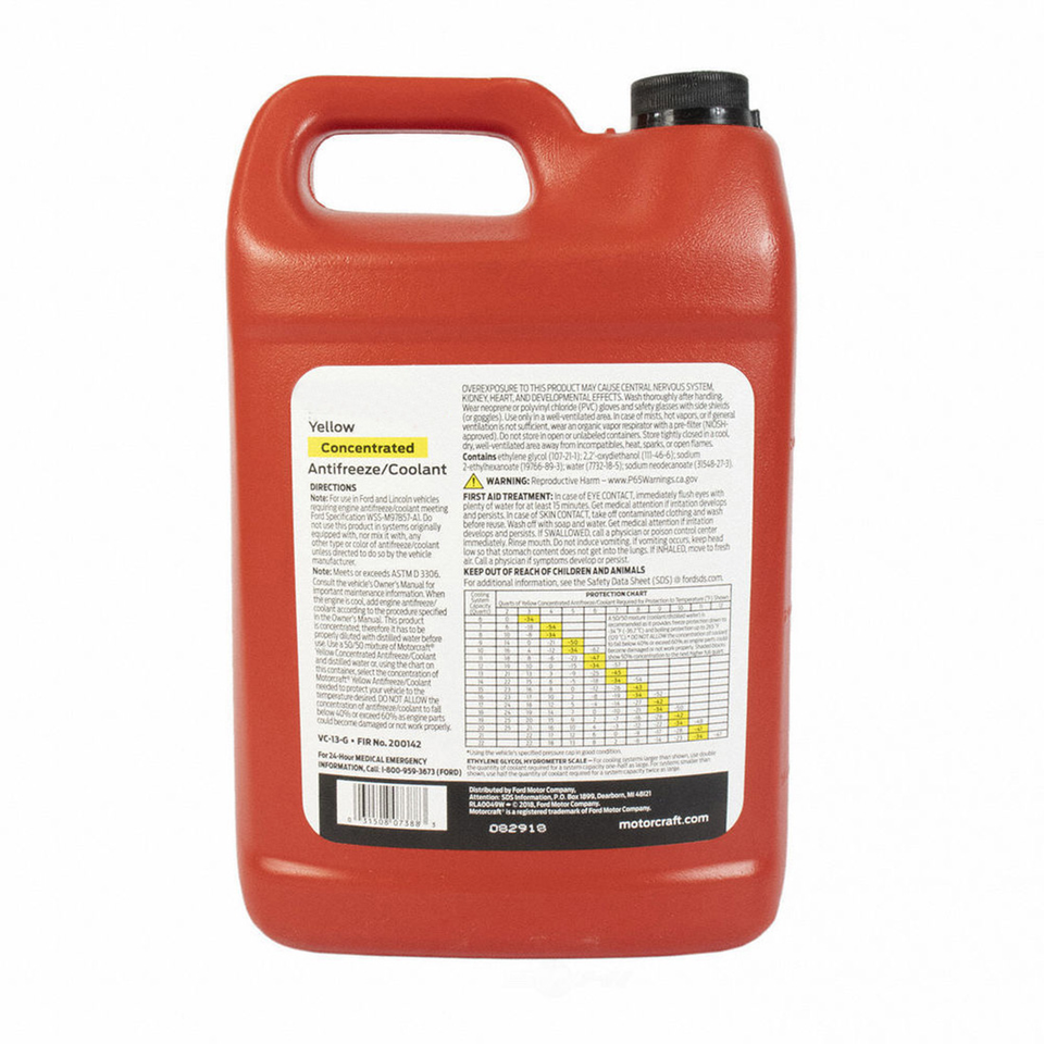 Motorcraft VC13G 1 Gallon Coolant/Antifreeze Concentrated Orange/Yellow ...