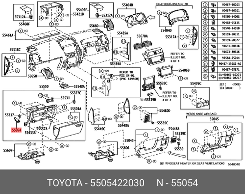 Genuine OE glovebox limiter, 5505422030 for TOYOTA 55054-22030 | eBay.de