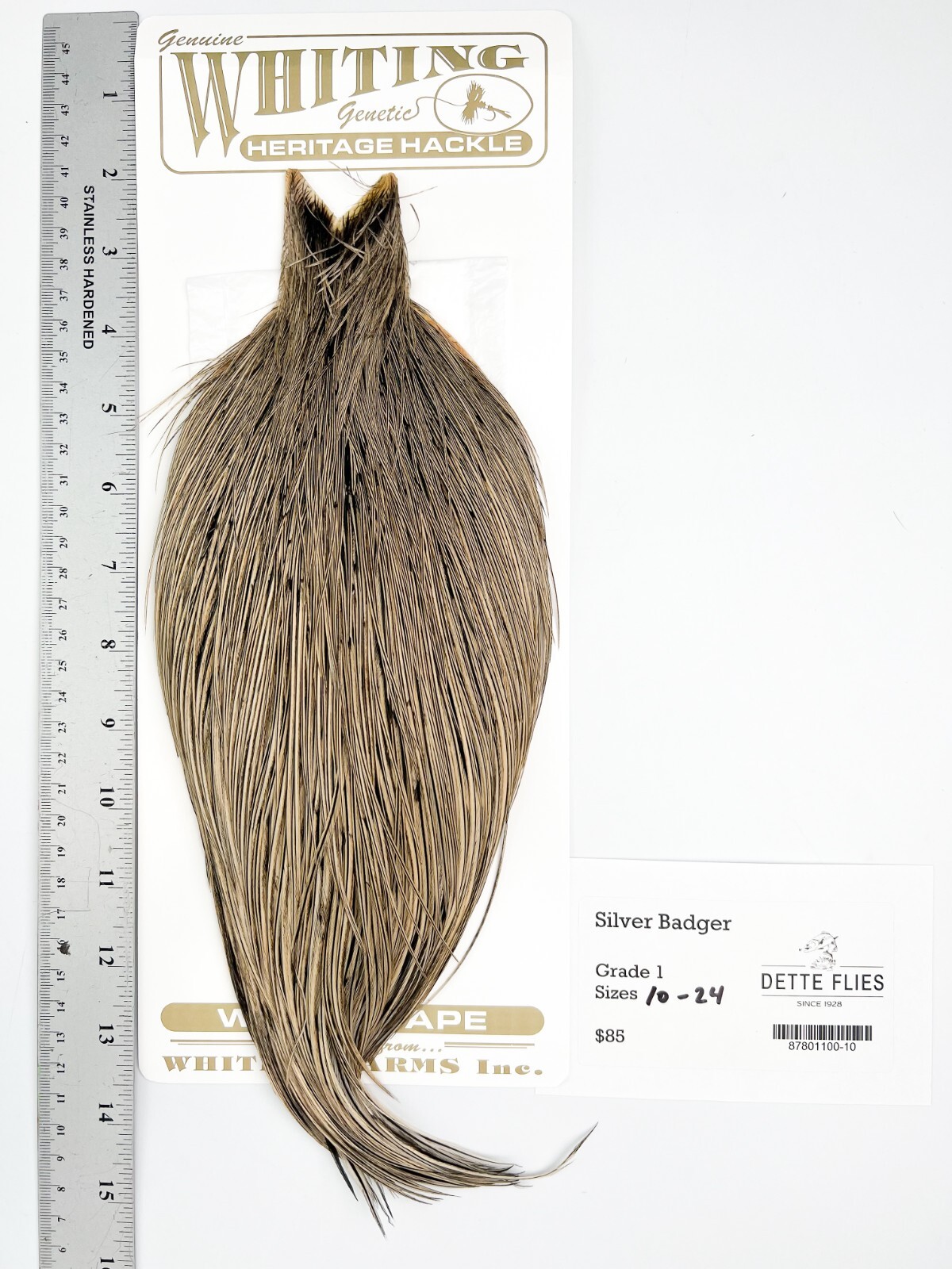 Whiting Farms Heritage Hackle Rooster Cape - Silver Badger - Grade 1 | eBay